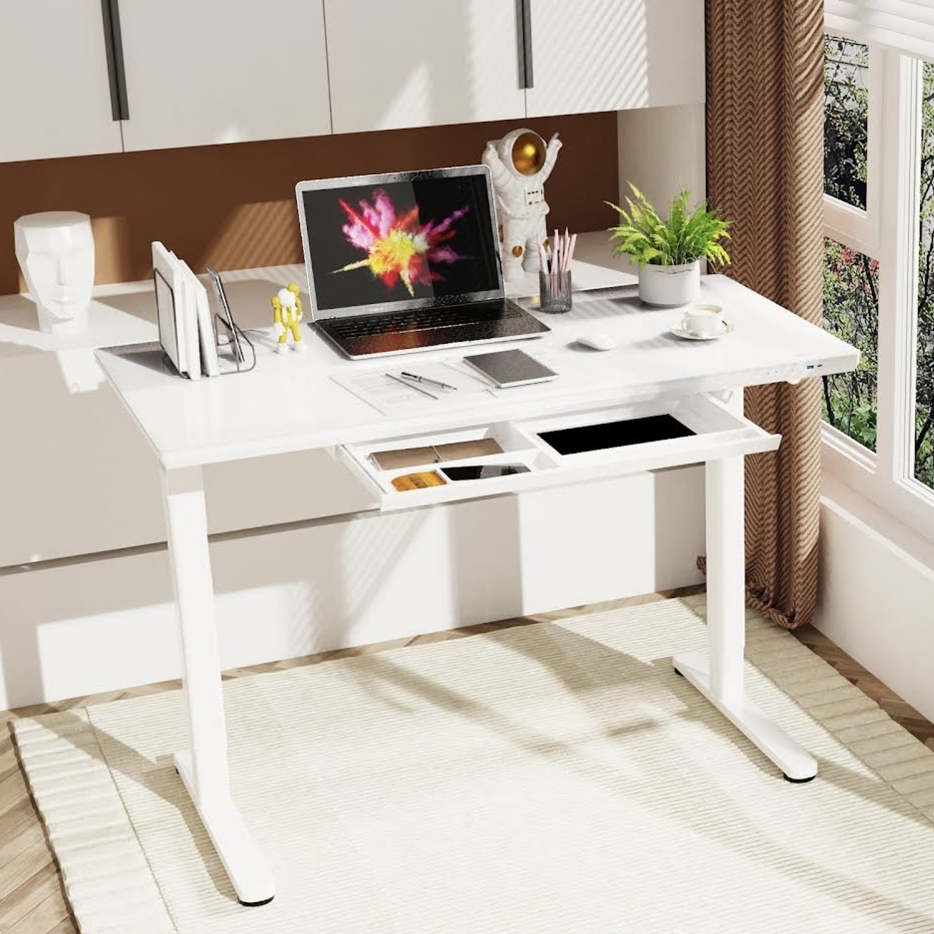 Gaming E-DESK G6 120x60cm / Γυαλινη επιφανεια / Ρυθμιζομενο Υψος / RGB ...